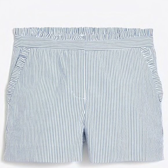 J. Crew | Shorts | J Crew Seersucker Ruffle Shorts Blue White Striped ...